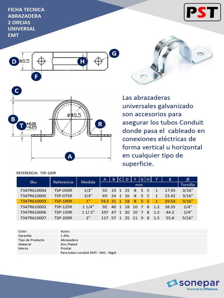 Abrazadera Universal EMT de Acero | PDF