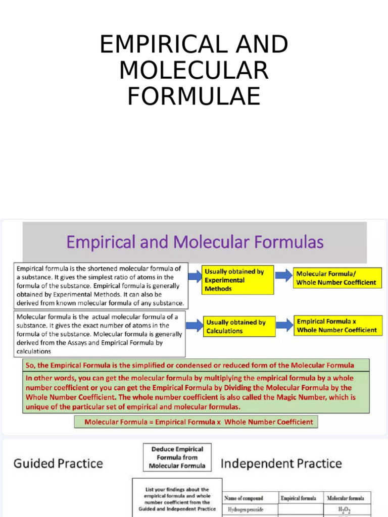 Empirical and Molecular Formulae 7-2-2025 A | PDF