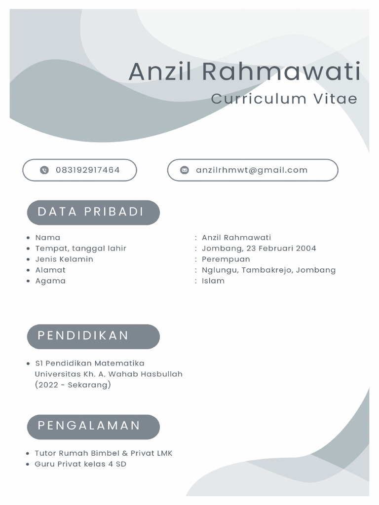 Putih Dan Abu-Abu Minimalis Modern CV Resume Riwayat Hidup.pdf | PDF
