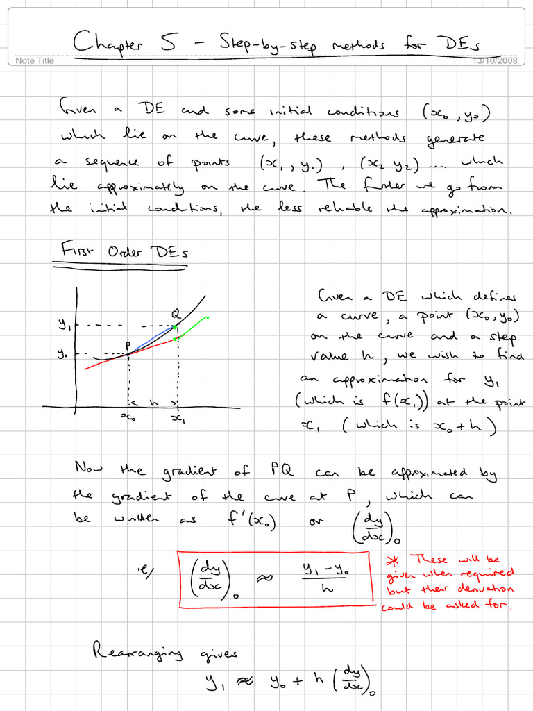Notes-Solving DEs Using Step-By-Step Methods | PDF