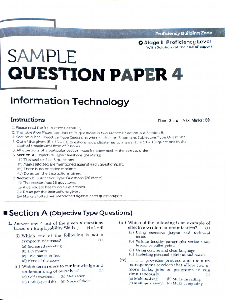 Class X IT Sample Paper 4 | PDF | Computer Network | Databases