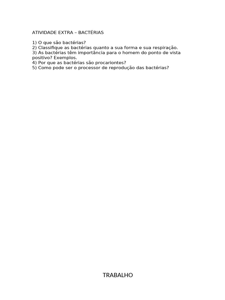 Atividade Extra - Microbiologia | PDF