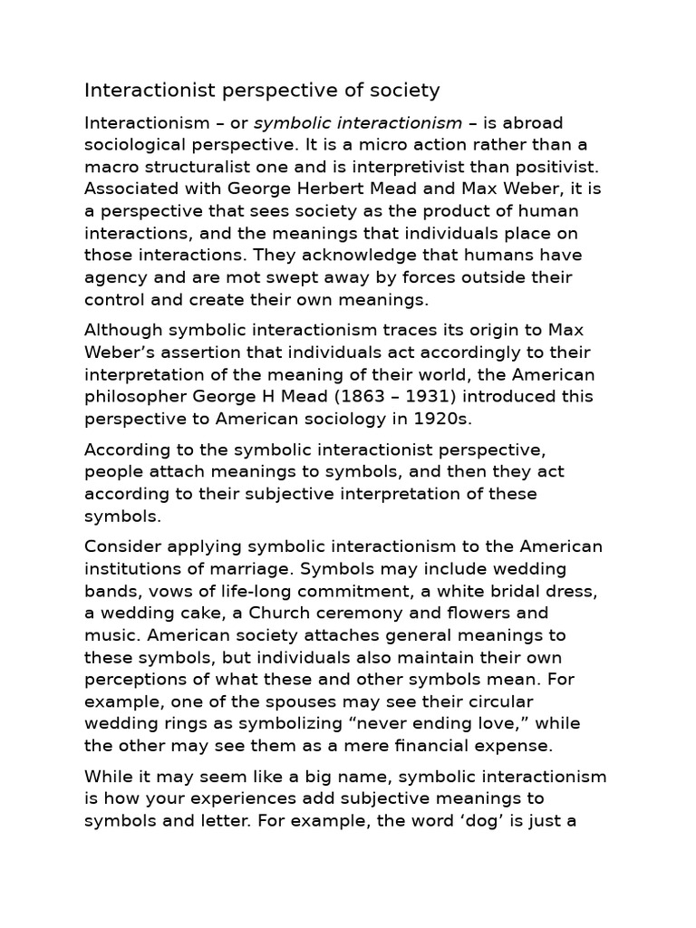 Understanding Symbolic Interactionism | PDF | Psychology | Behavioural ...