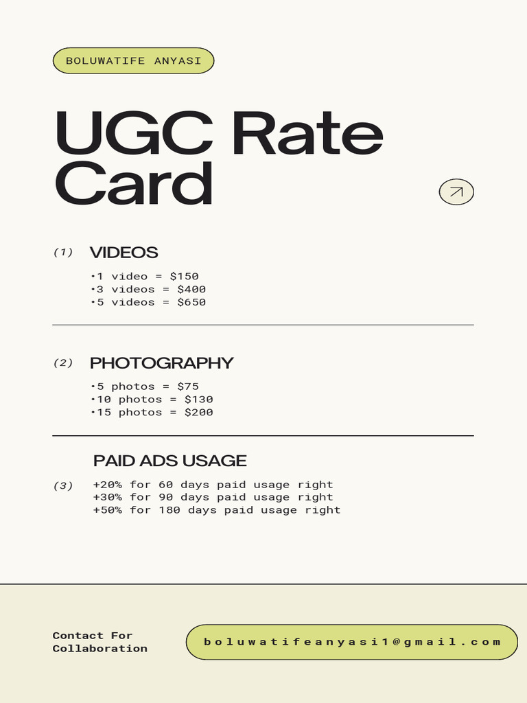 UGC Rates Card | PDF