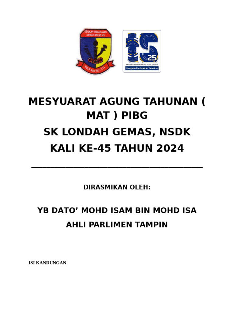 Buku Mat Pibg Kali Ke-45 2024 | PDF