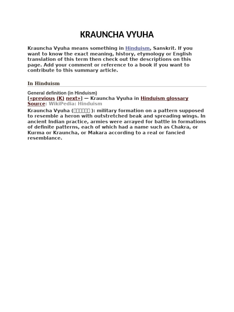 Krauncha Vyuha | PDF