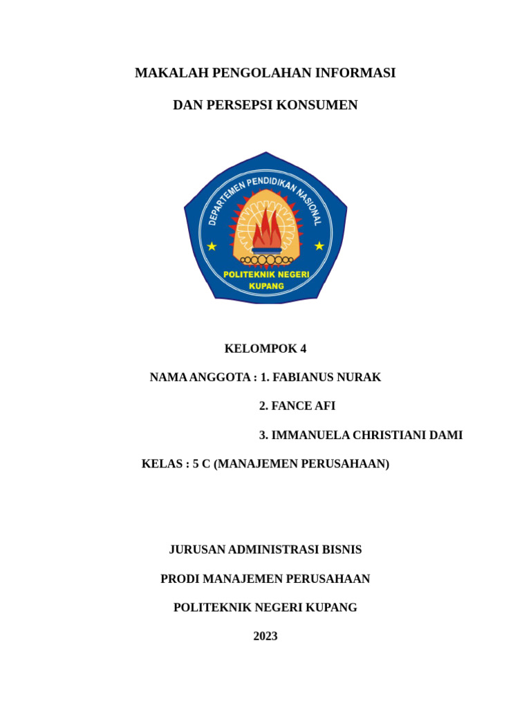 Makalah Pengolahan Informasi Dan Persepsi Konsumen Kelompok 4 TERBARU | PDF
