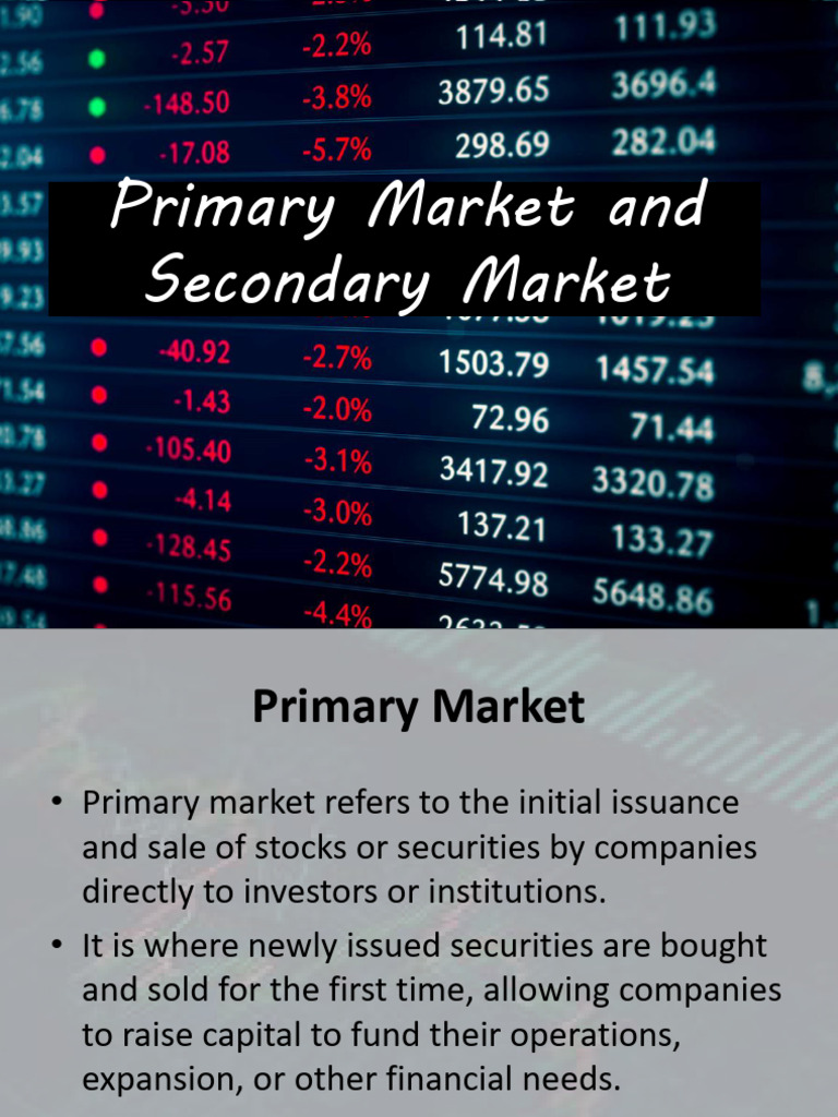 Overview of Primary and Secondary Markets | PDF | Stocks | Bonds (Finance)