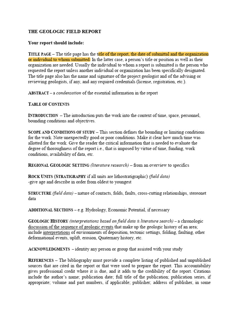 The Geologic Field Report 2021 | PDF | Citation | Data