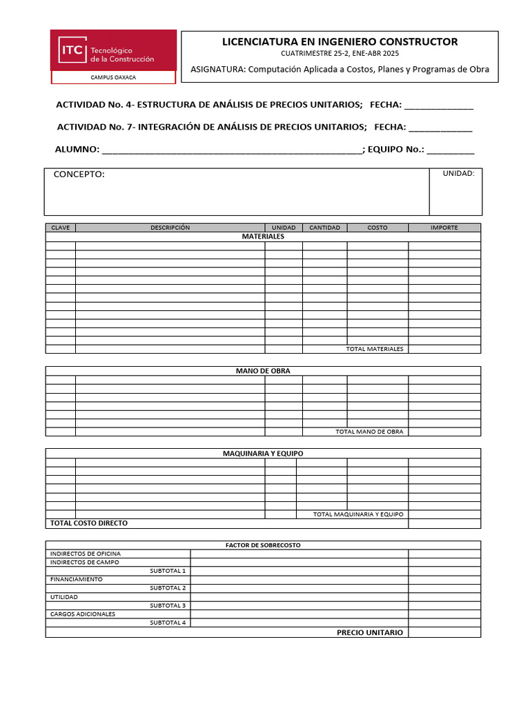 FORMATO APU (1) | PDF
