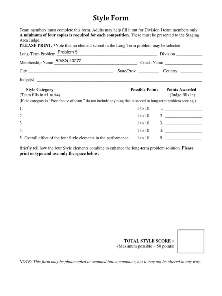 Style Form Submission Guidelines | PDF