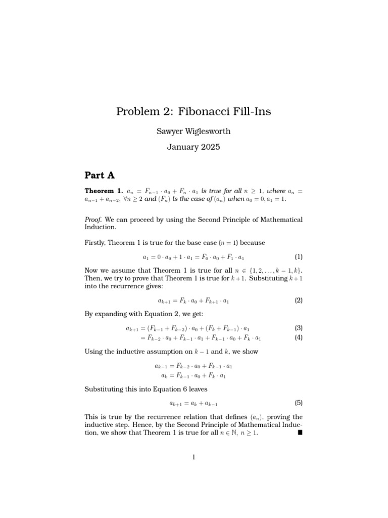 Ross PSET Problem 2 Fibonacci Fill Ins | PDF | Discrete Mathematics | Mathematical Logic