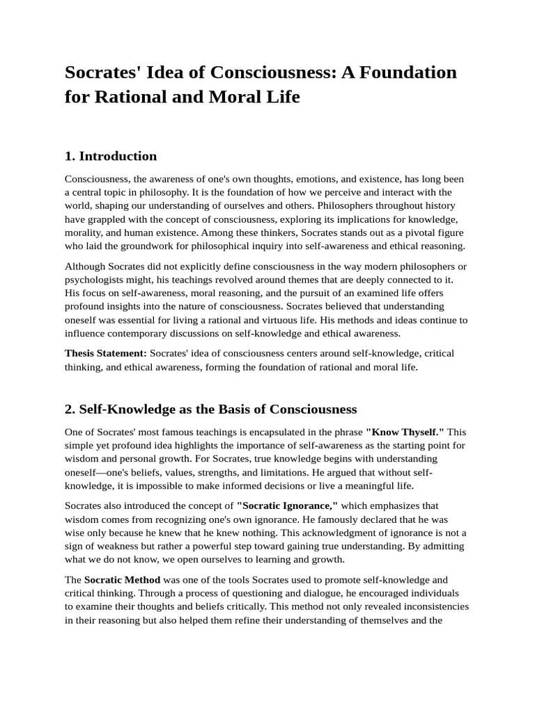 Socrates on Consciousness and Morality | PDF | Socrates | Reason