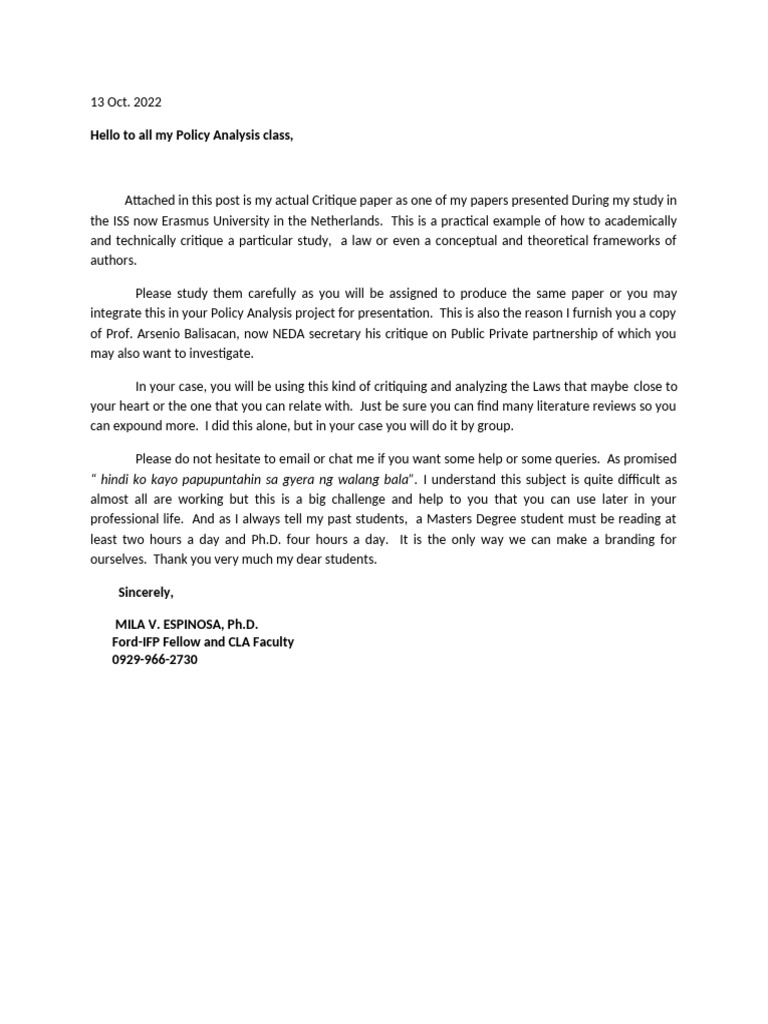 Critique_paper letter_MVE | PDF