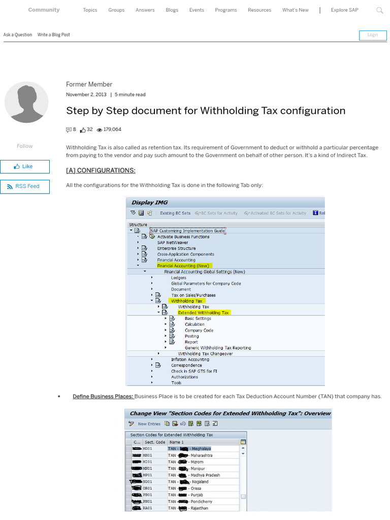 Step by Step Document For Withholding Tax Configuration With Remittance ...