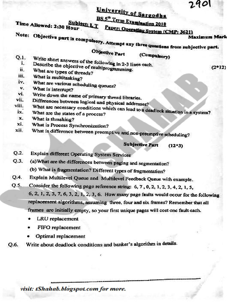 OS IT Past Paper Uos | PDF