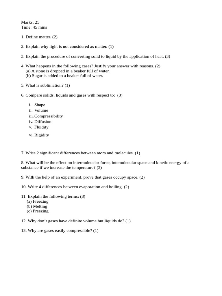 Chemistry ch1 Test-1 | PDF