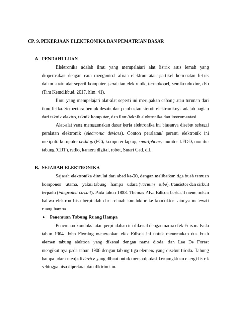 CP.9 Elektronika Dasar Dan Pematrian Dasar | PDF