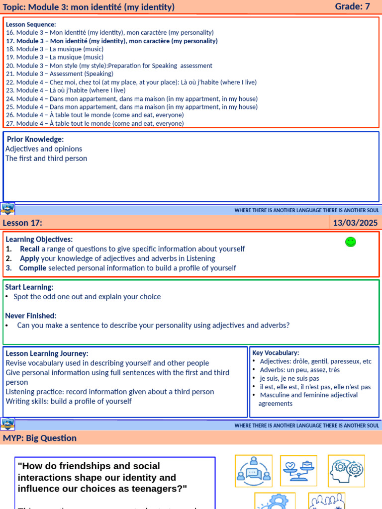 Grade.7.Module 3.L2.Mon Identité Mon Caractère - My Identity My ...