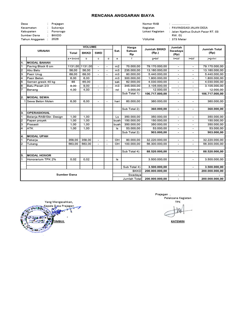 RAB PAVING Krajan RT. 03-02 | PDF