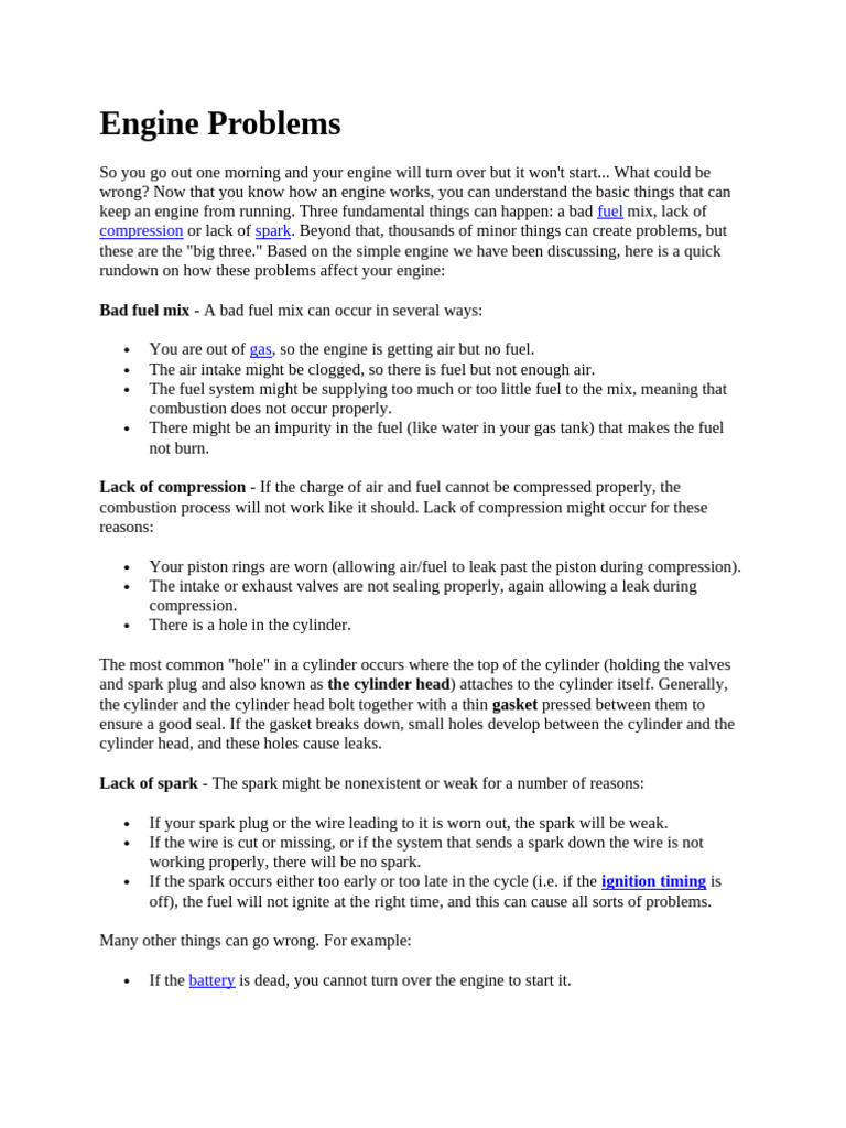 Ice 3 Engine Problems | PDF | Engines | Cylinder (Engine)