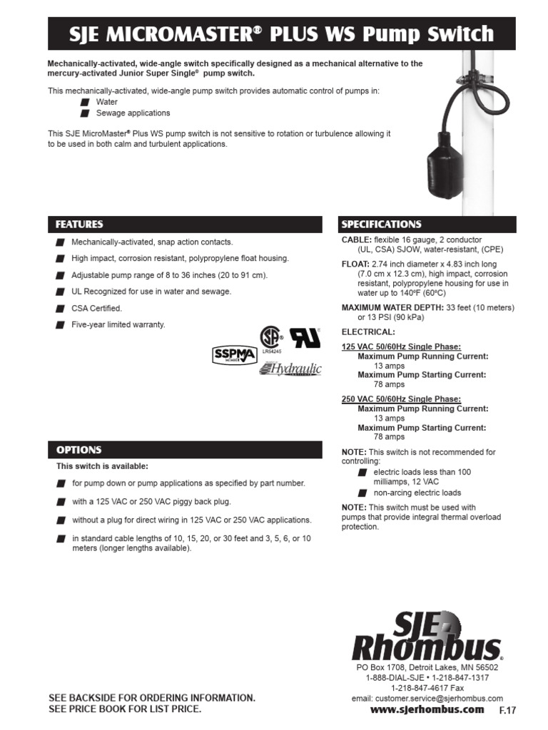 SJE Rhombus MicroMaster Plus WS Specifications | PDF | Alternating ...