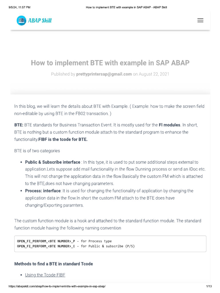 BTE Implementation Document | PDF