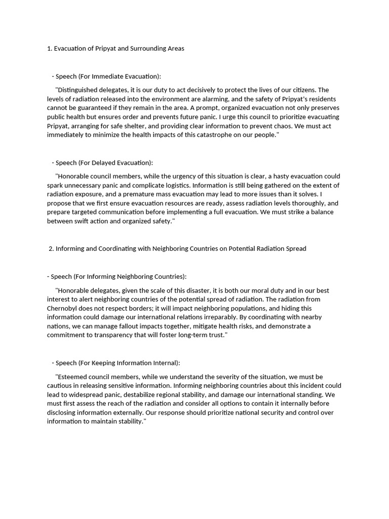 Evacuation and Response Strategies for Pripyat | PDF | Climate Change ...
