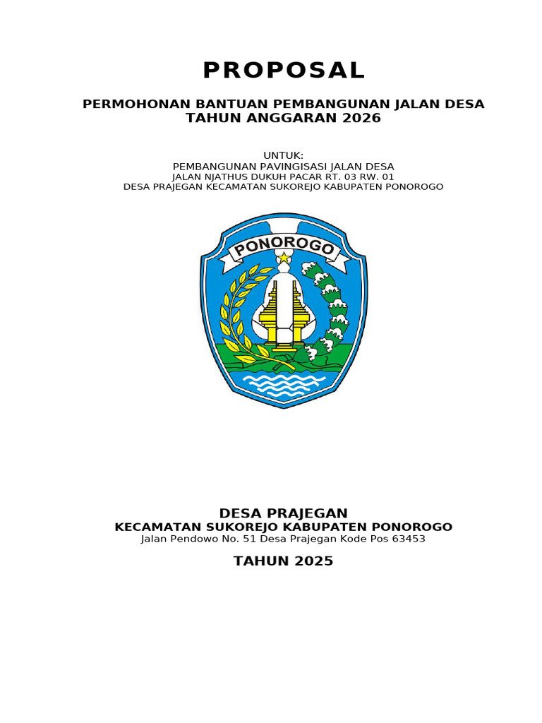 Proposal Jalan Desa | PDF