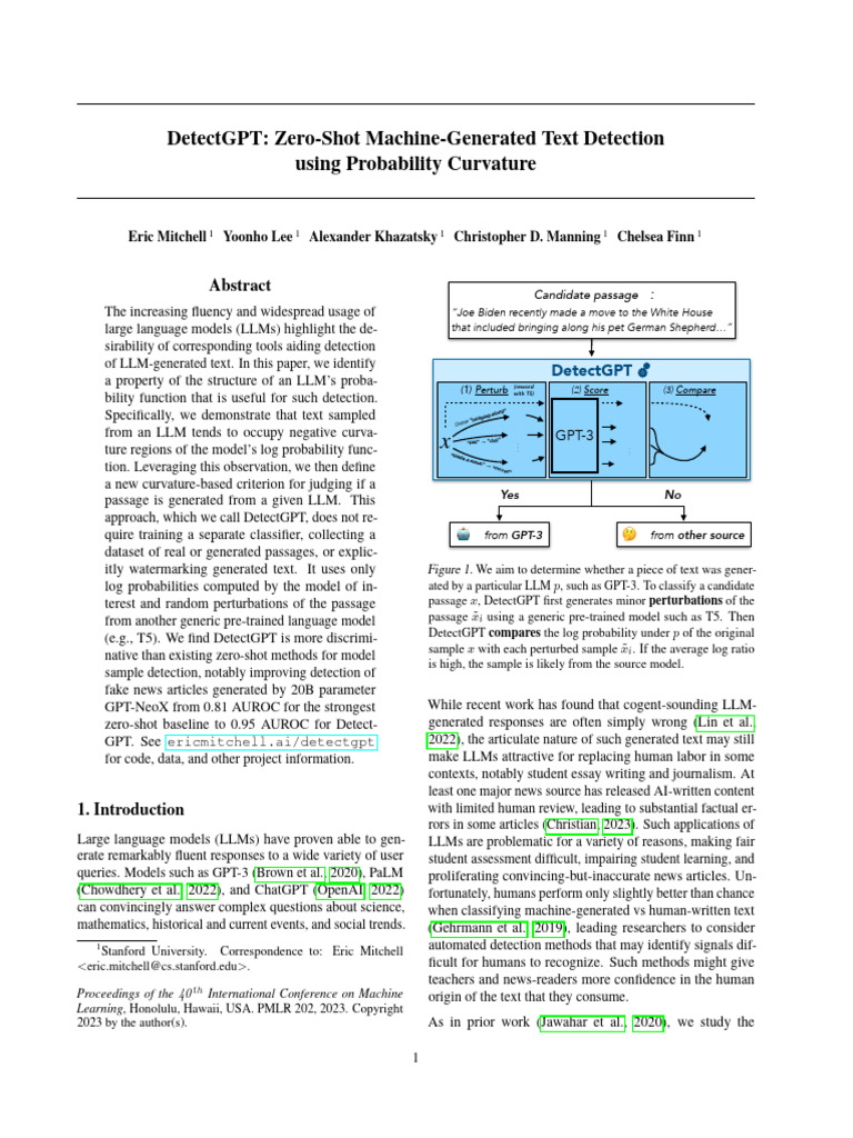 Zero-Shot Machine-Generated Text Detection | PDF | Receiver Operating Characteristic | Experiment
