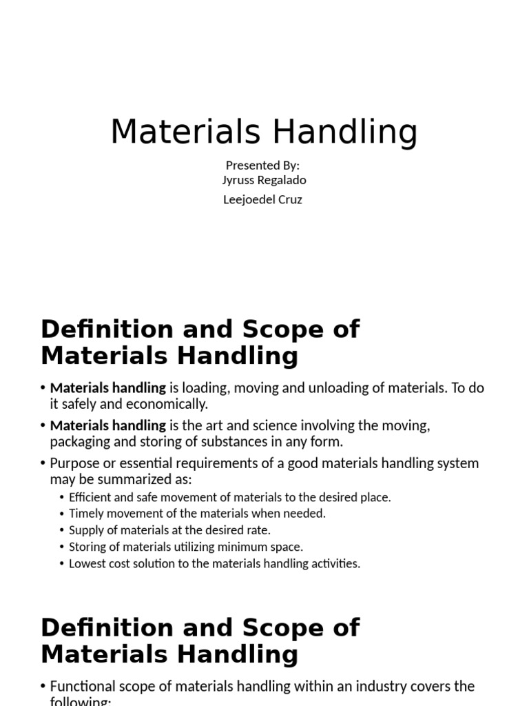 Material Handling Report | PDF | Secondary Sector Of The Economy | Production And Manufacturing