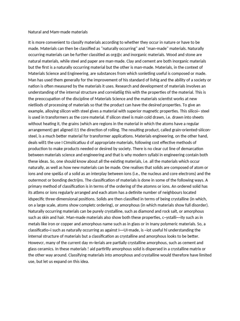 Natural and Man made materials | PDF | Solid | Materials Science