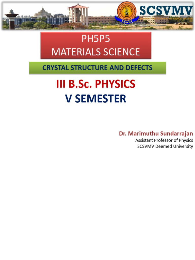 Crystal Structures and Defects Notes Unit 1 | PDF | Crystal Structure ...