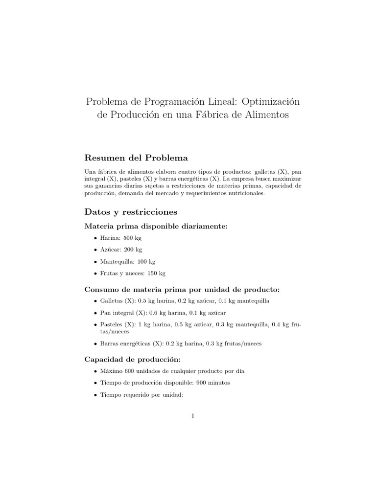 Modelado de Programación Lineal | PDF | Panes | Harina