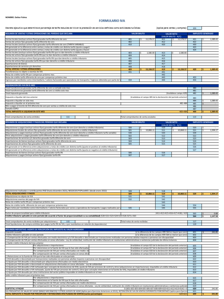 Formulario Iva 1 | PDF | Impuesto al valor agregado | Impuestos