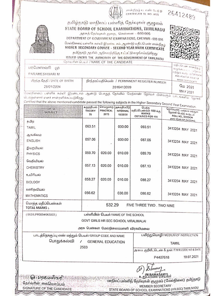 12th Marksheet | PDF