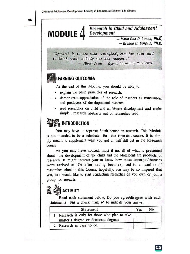 Module 4 (Research in Child and Adolescent Development) | PDF