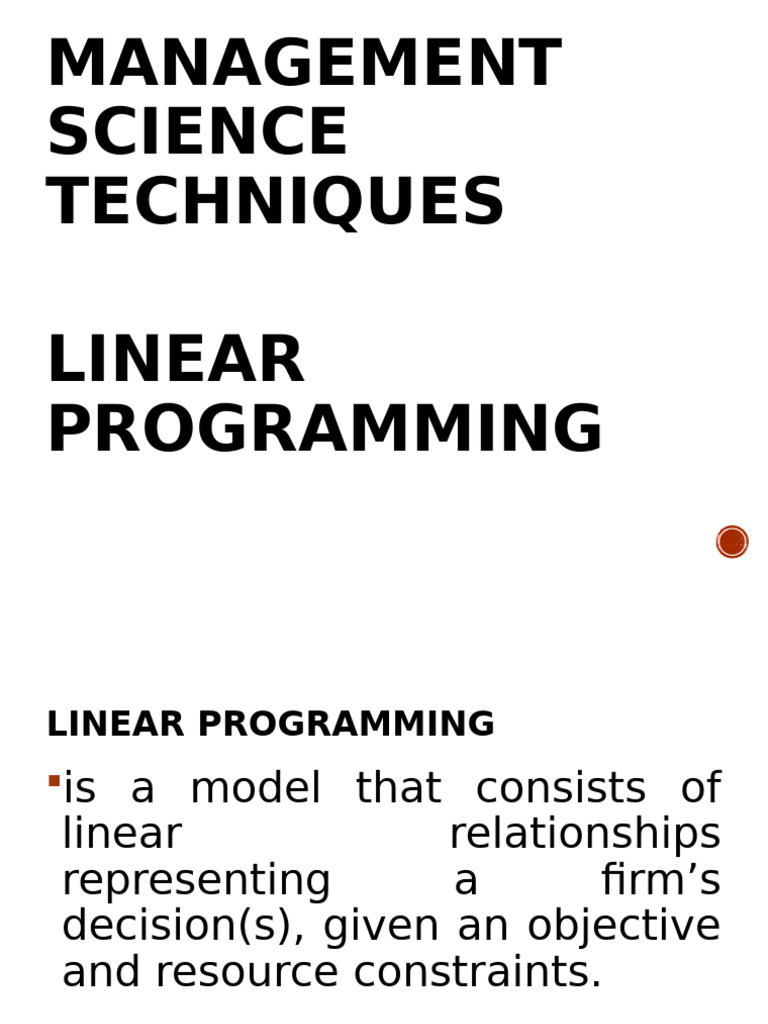 Chapter 2 Linear Programming Pdf Linear Programming Mathematical Optimization