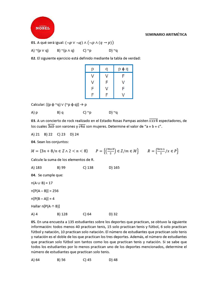 Ejercicios de Aritmética y Lógica Matemática | PDF | Sintaxis (Lógica ...