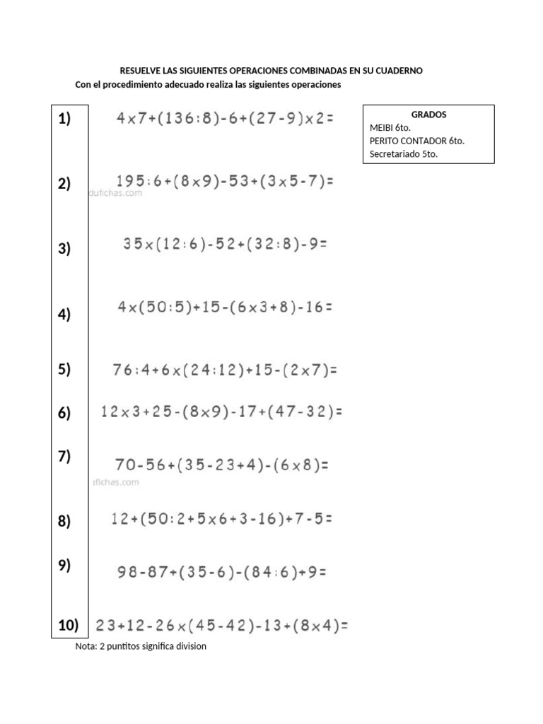 Operaciones Combinadas | PDF
