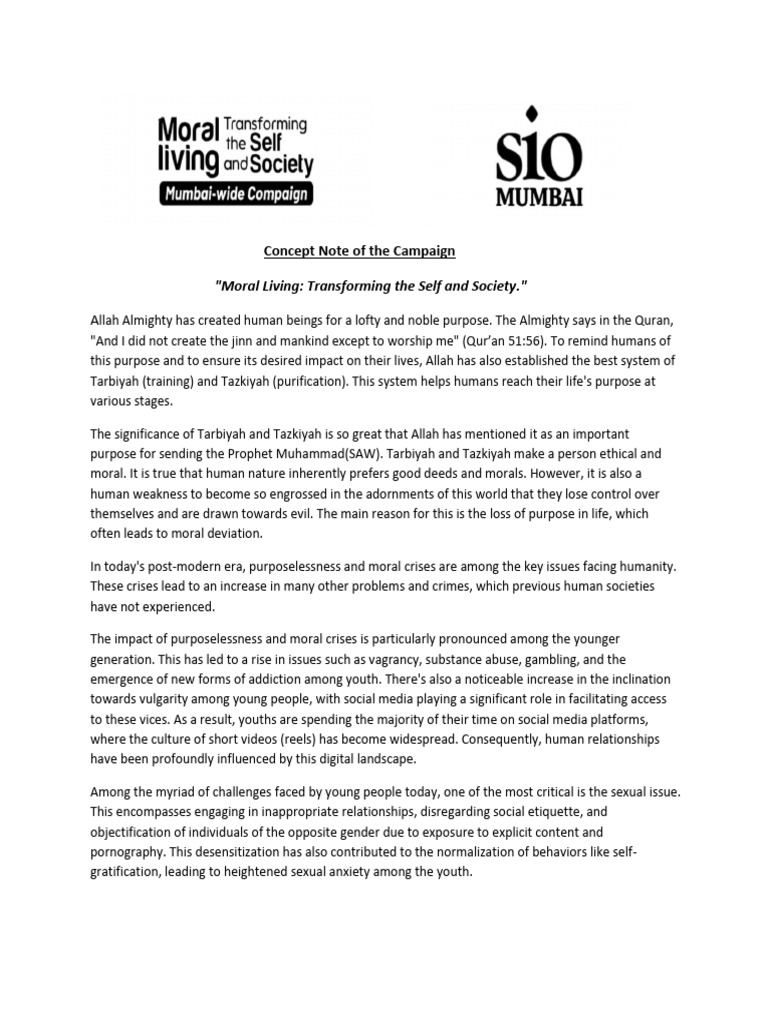 Moral Living Campaign for Youth Empowerment | PDF