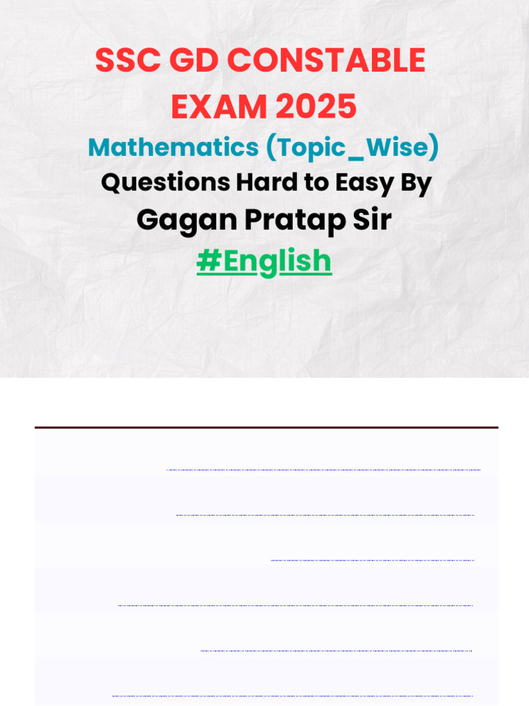 SSC GD Constable Exam 2025 Math Guide | PDF | Division (Mathematics ...