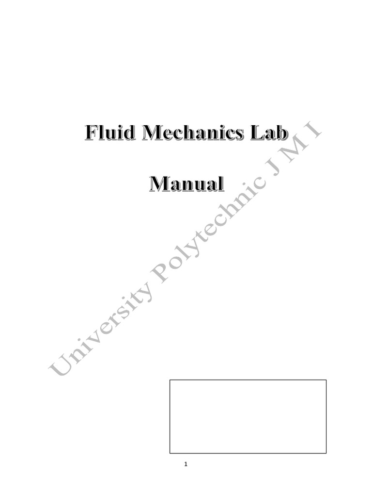 Fluid Mechanics Lab Manual Modified Vers | PDF | Pressure Measurement | Flow Measurement
