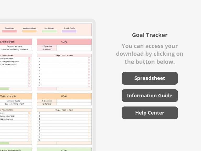 Downloadable Goal Tracker Spreadsheet | PDF