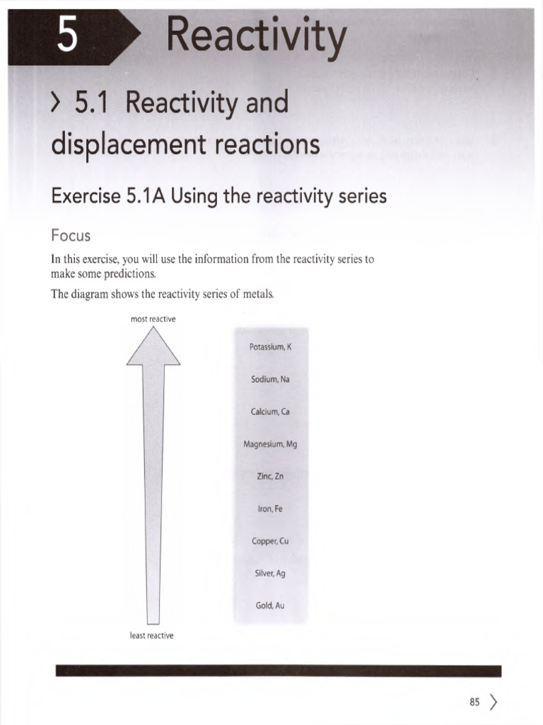 Reactivity Series of Metals Explained | PDF | Magnesium | Chemical ...