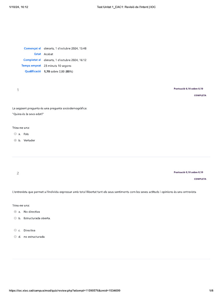 Questionari Metodologia | PDF