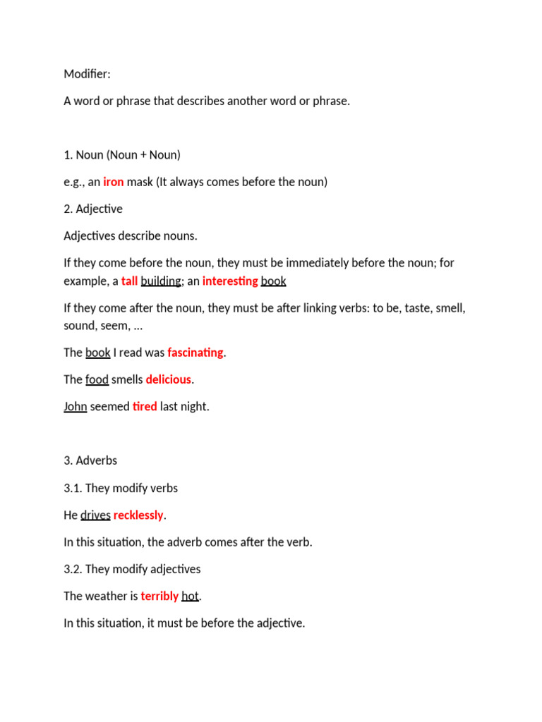 Modifiers 1 | PDF