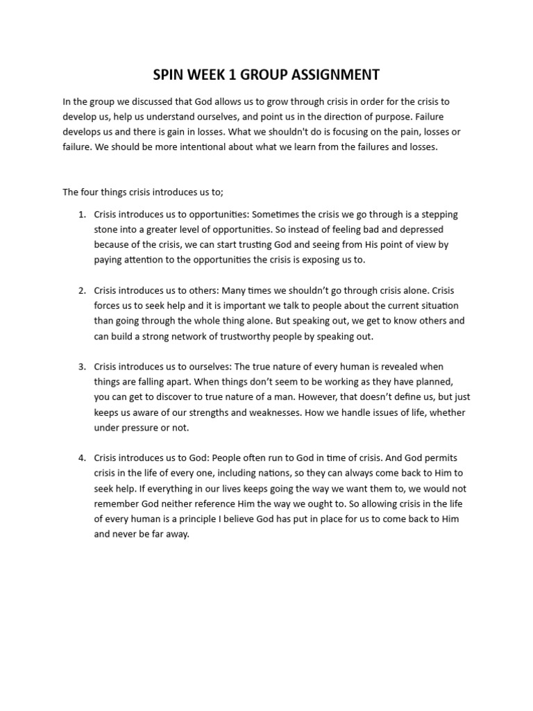 SPIN WEEK 1 Group | PDF