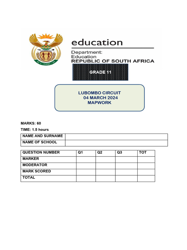 Grade 11 Mapwork Task - 04 March 2024 | PDF | Geographic Information ...
