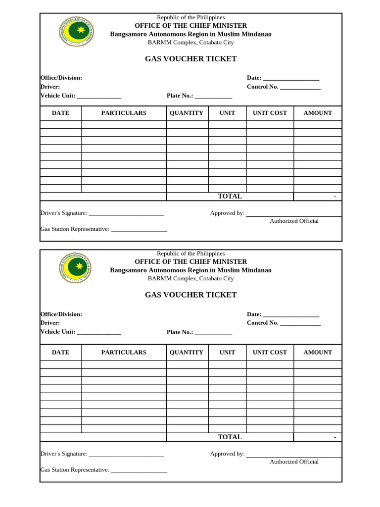 Appendix 16 - Gas Voucher Ticket | PDF